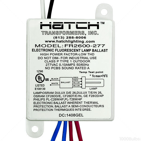 Hatch FR2600-277L Legacy 26W CFL Ballast - 277V - Small Case Ballasts